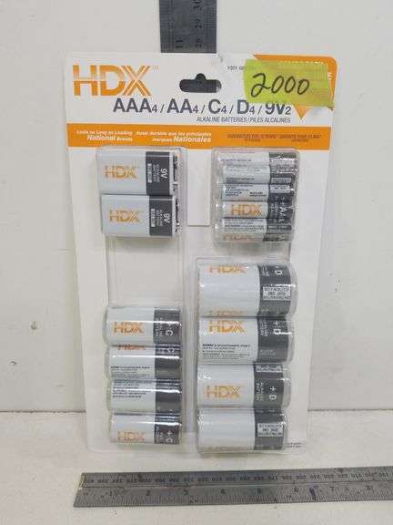 HDX BATTERY COMBO PACK (4 AAA, 4 AA, 4 C, 4 D, 2 9V) ALKALINE BATTERIES ...