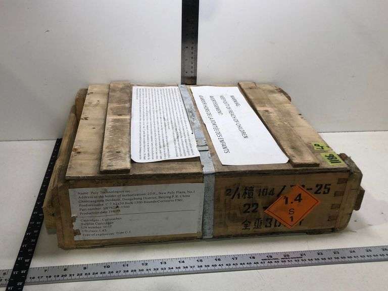WOODEN AMMO BOX, UNOPENED, 1500 RDS, 7.62X39 - Wild Rose Auction Services