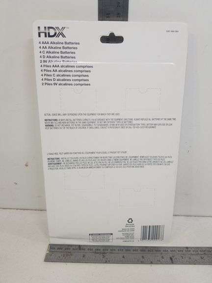 HDX BATTERY COMBO PACK (4 AAA, 4 AA, 4 C, 4 D, 2 9V) ALKALINE BATTERIES ...