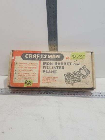 CRAFTSMAN IRON RABBET & FILLISTER PLANE IN ORIGINAL BOX - Wild Rose ...