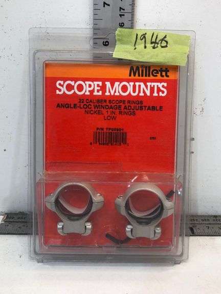 MILLET SCOPE MOUNT, .22 CAL, ANGLE-LOC, WINDAGE ADJUSTABLE, NICKLE 1 ...