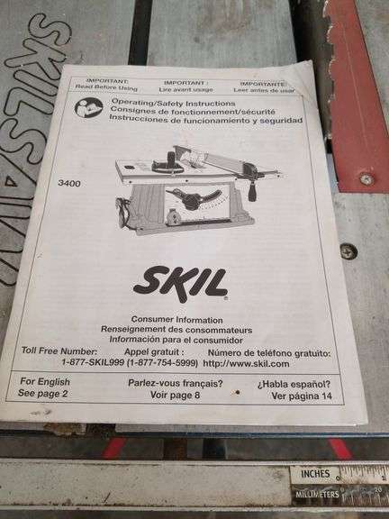 SKILSAW 10" BLADE TABLE SAW, 15 AMP, MODEL 3400 - Wild Rose Auction ...