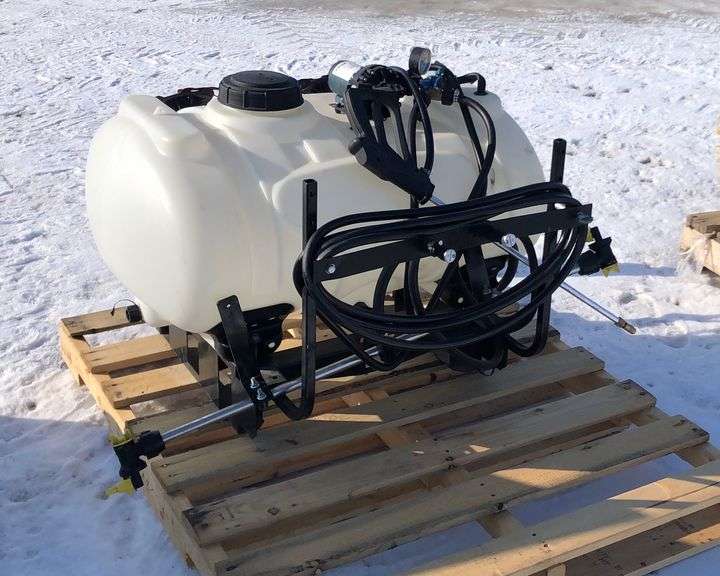 QUAD MOUNT SPRAYER, 40/60 GAL POLY TANK, W/ DELAVAN 12VDC PUMP, 12A, 4. ...