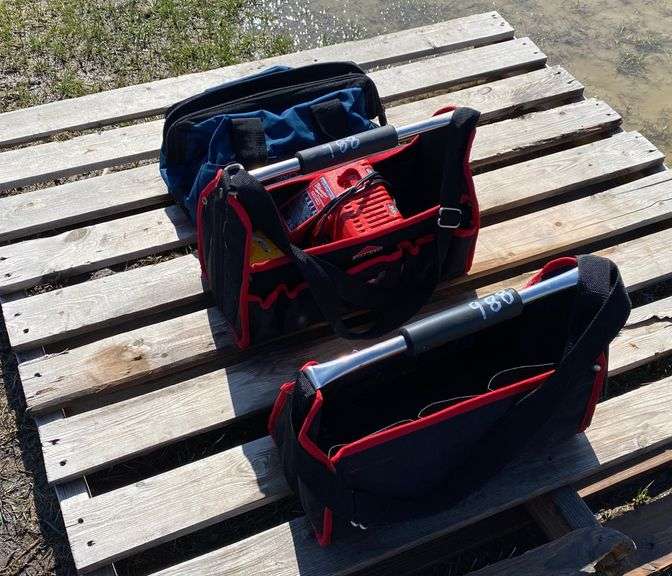(2) JOBMATE TOTE BOXES, ONE W/ ASSORTED TOOL BATTERIES & MILWAUKEE M18 ...