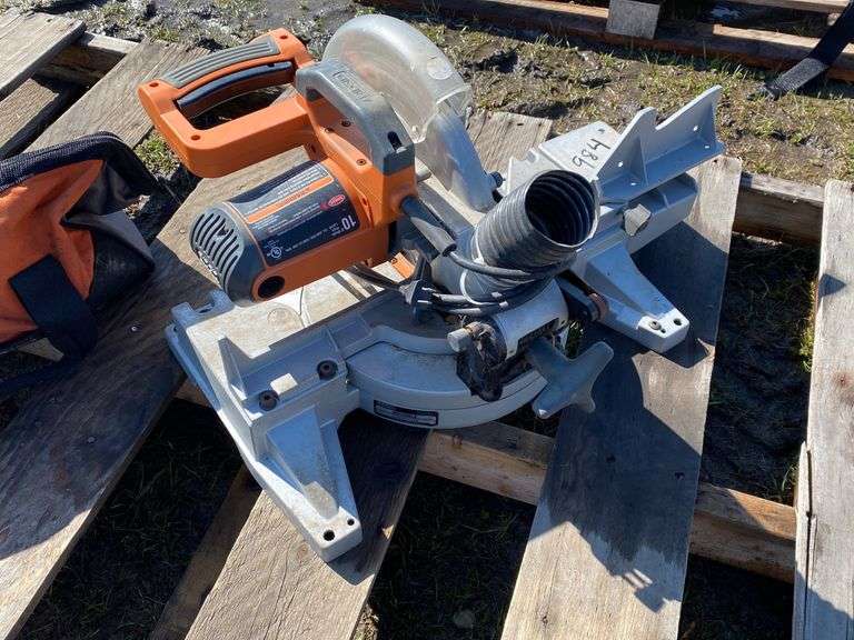 RIDGID 10" COMPOUND MITER SAW W/ LASER GUIDE, SR#NO44592393, MODEL# ...