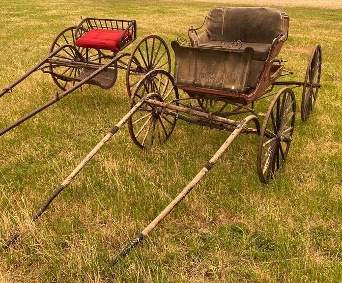 HORSE DRAWN DEMOCRAT BUGGY, APPROX. 8.5'X5'X5' - Wild Rose Auction Services