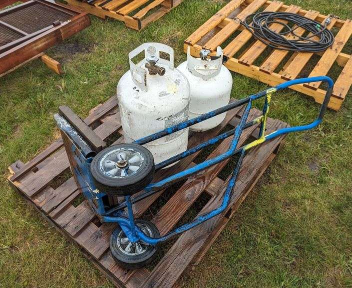 TWO-WHEEL TILT HAND DOLLY, 30LB PROPANE CYLINDER & 40LB PROPANE ...