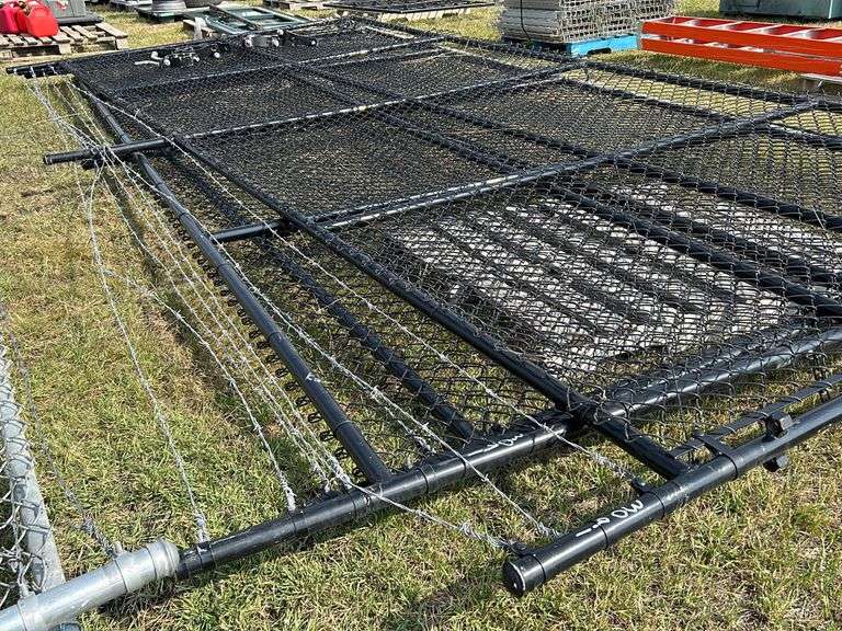 CHAIN LINK GATE/FENCE PANEL, Approx. 9' X 20', TWO PIECE FOLDING CHAIN ...