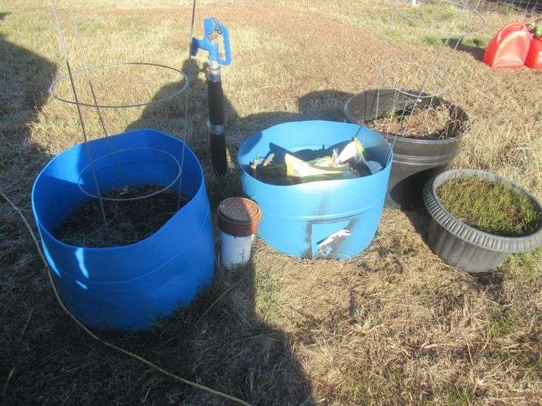 ASSORTED PLANTERS CONTAINERS AS PICTURED WATER SPICKET VALVE NOT ...