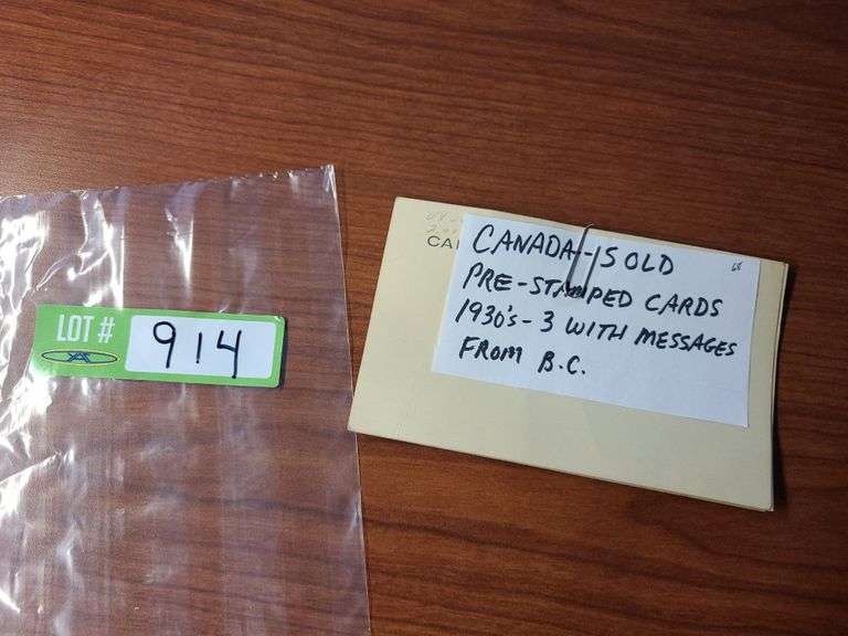 Canadian 5 Old Pre - Stamped Cards - 1930's - Yorkton Auction Centre