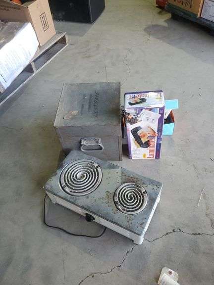 Vintage Hot Plate, vintage filing cabinet, laminator, late - Yorkton ...