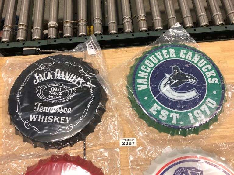 (4) MIX 40 CM BOTTLE TIN CAN SIGN - Yorkton Auction Centre