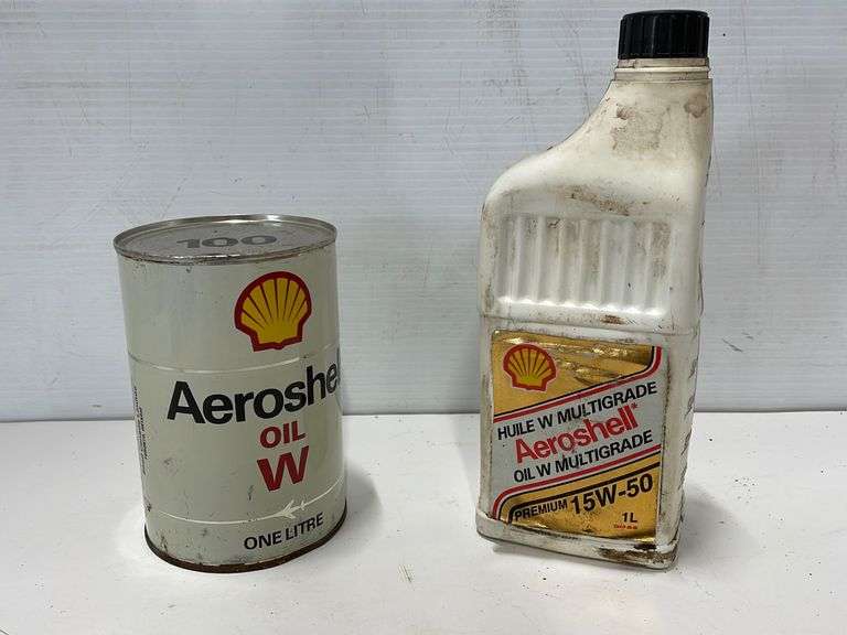 1L Tin & 1L Plastic Aeroshell Oil - Both Full - Yorkton Auction Centre