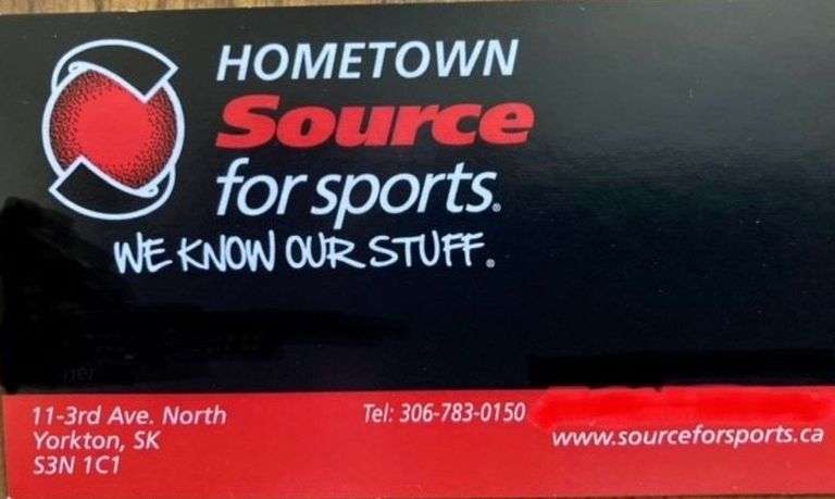 $100 Gift Certificate from Hometown Source For Sports - Yorkton Auction ...