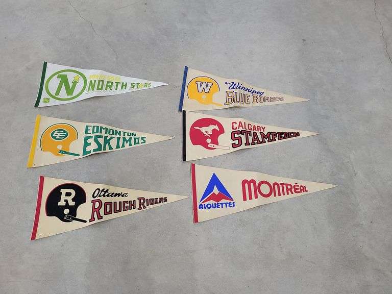 6 Sports Team Pennants - Yorkton Auction Centre
