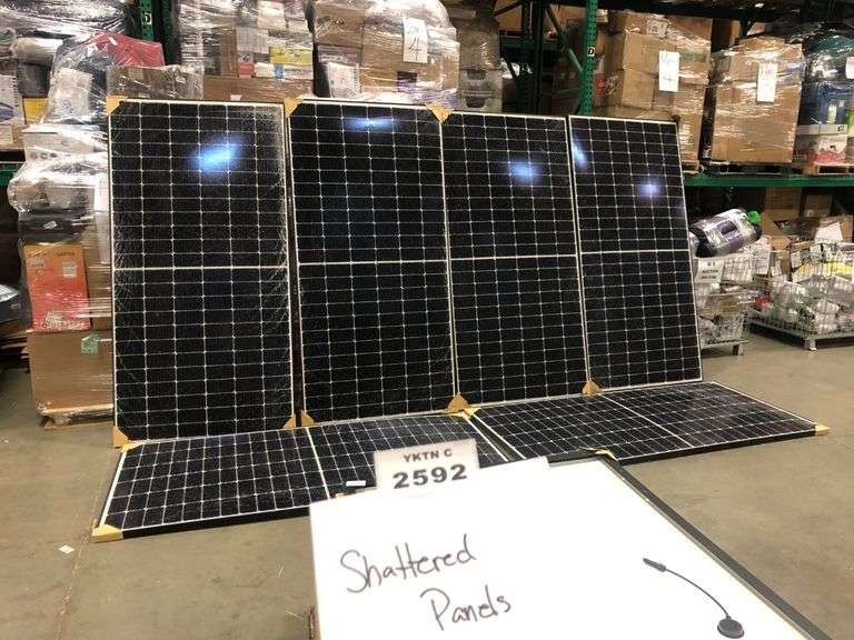 (6) SHATTERED SOLAR PANELS GLASS FALLING OUT - Yorkton Auction Centre