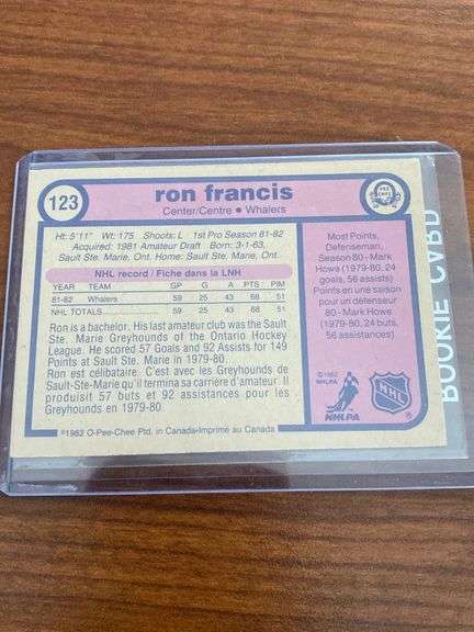Ron Francis Rookie Card - Yorkton Auction Centre
