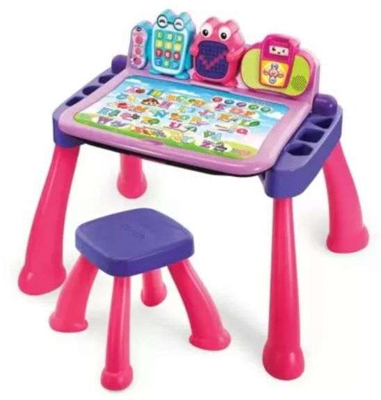 VTECH TOUCH AND LEARN ACTIVITY DESK DELUXE WITH EASEL, CHALKBOARD, PINK ...