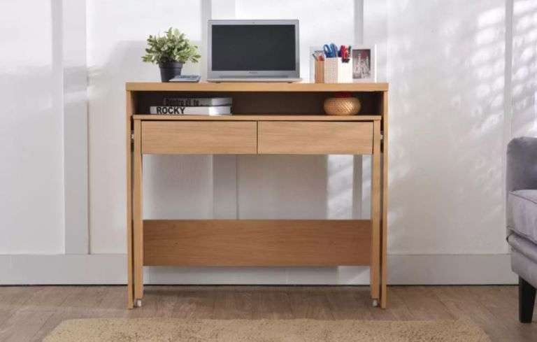 NATURAL WOOD 2 DRAWER EXTENDABLE DESK - Yorkton Auction Centre