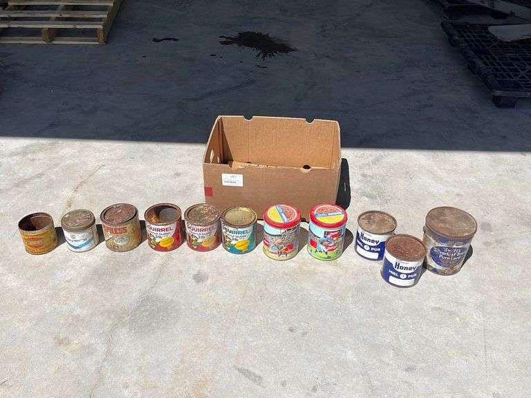Box of Antique Cans - Yorkton Auction Centre
