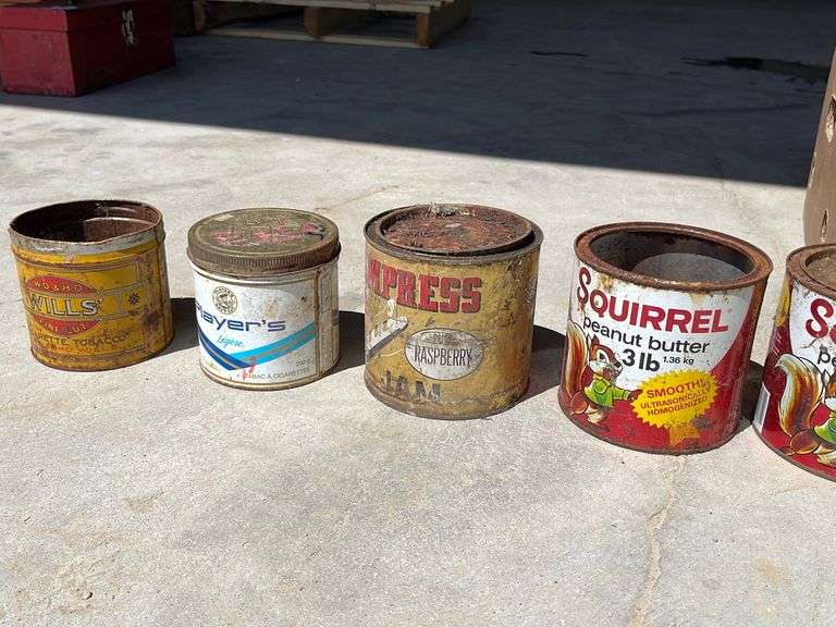Box of Antique Cans - Yorkton Auction Centre