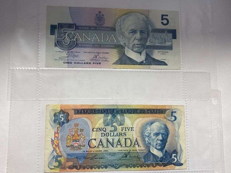 1979 and 1986 CAD Five Dollar Bill - Yorkton Auction Centre