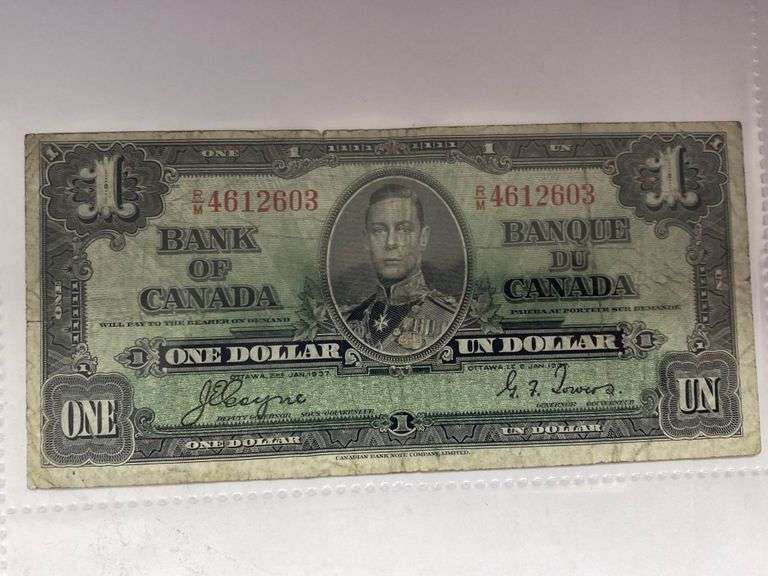 1937 CAD One Dollar Bill - Yorkton Auction Centre