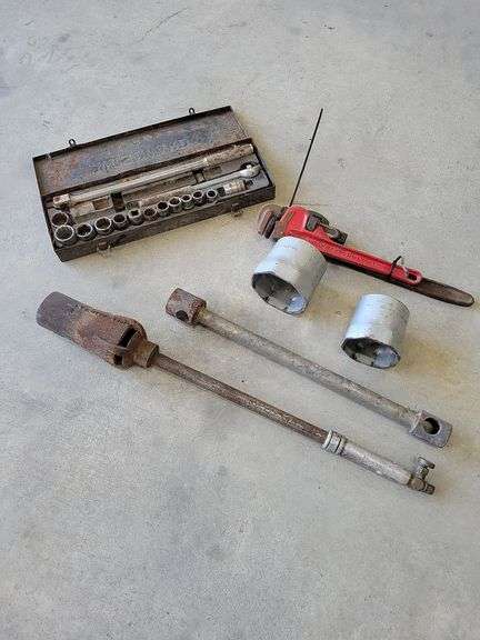 Assorted Tools (sockets, pipe wrenches torch) - Yorkton Auction Centre