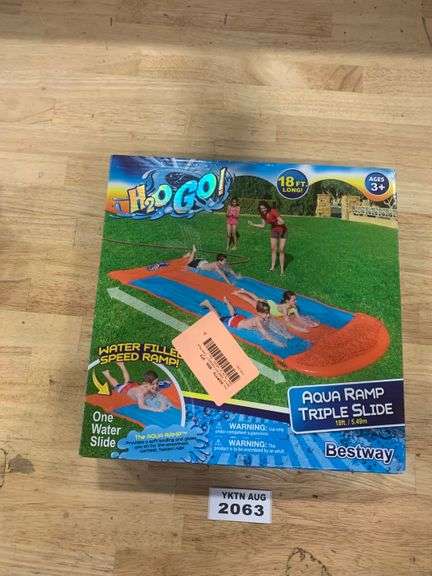 H20GO 18 FT AQUA RAMP TRIPLE SLIDE - Yorkton Auction Centre