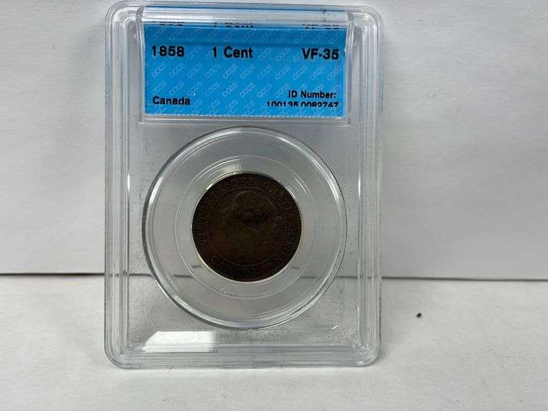 1858 Canada 1¢ VF-35 Coin - Yorkton Auction Centre