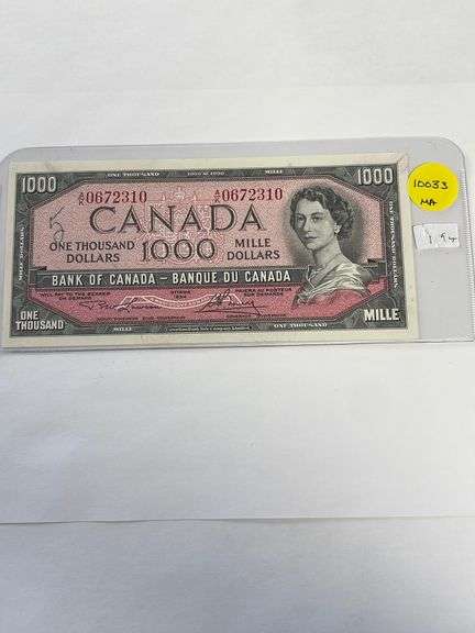 1954 Canada $1000 Note - Yorkton Auction Centre