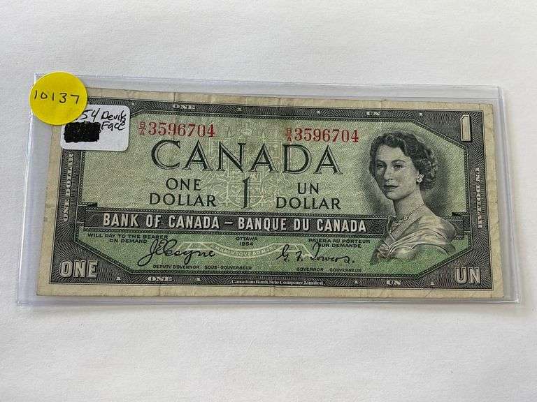 1954 Canada $1 'Devil's Face' Note - Yorkton Auction Centre