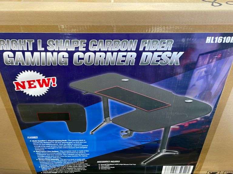 L Shaped Carbon Fiber Gaming Desk - Yorkton Auction Centre