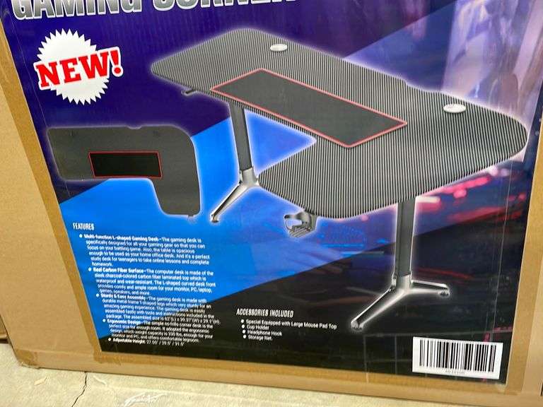L Shaped Carbon Fiber Gaming Desk - Yorkton Auction Centre