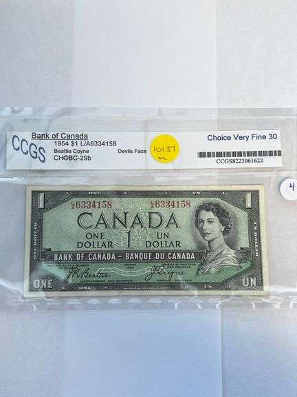 1954 Canada $1 Note - 'Devil's Face' - Yorkton Auction Centre