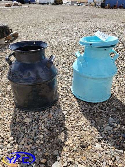 2 Painted Cream Cans - Yorkton Auction Centre