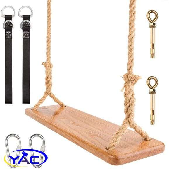 WOODEN HANGING SWING SET KIT ROPE & CARABINER L - Yorkton Auction Centre