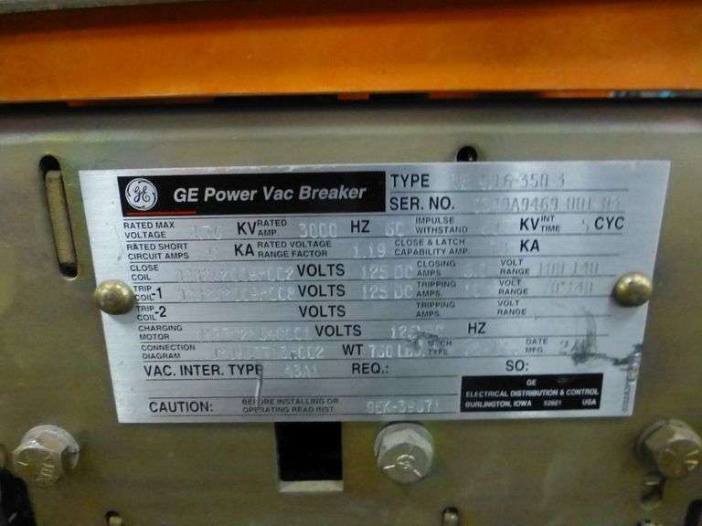 GE Power Vac Breaker - Yellow Tag Auctions