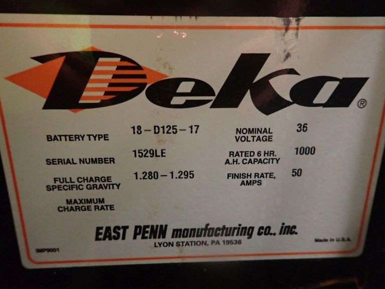 Deka 36V Forklift Battery - Yellow Tag Auctions