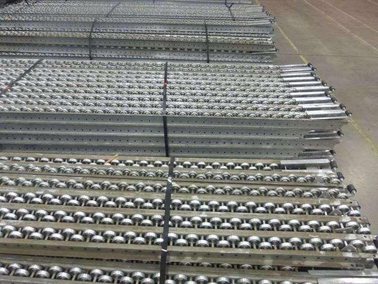 Lot of Approx. (630) Staggered Metal Wheel Pallet Flow Conveyor Rollers ...