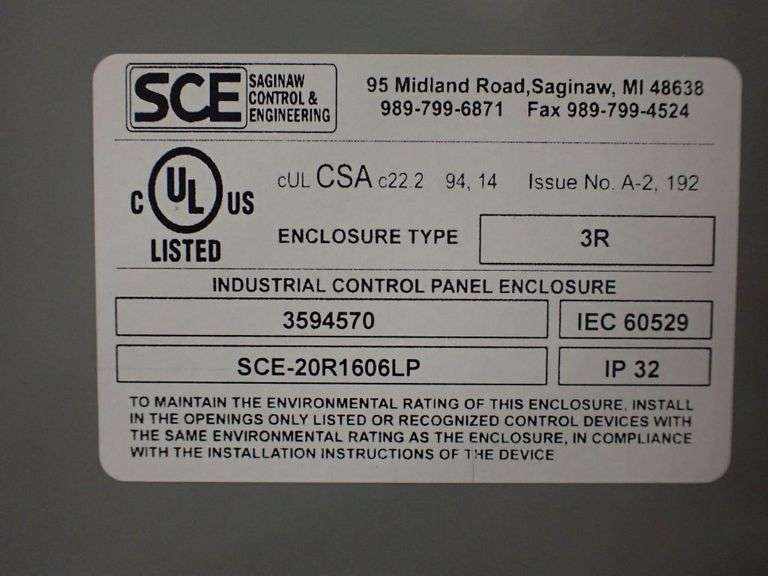 Lot of (2) SCE Industrial Control Panel Enclosures - Yellow Tag Auctions