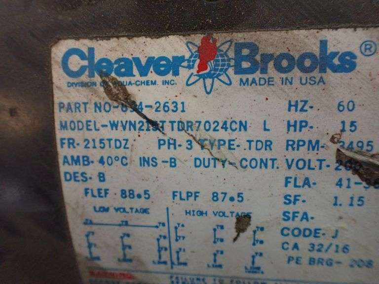 Cleaver Brooks 15 HP Motor - Yellow Tag Auctions