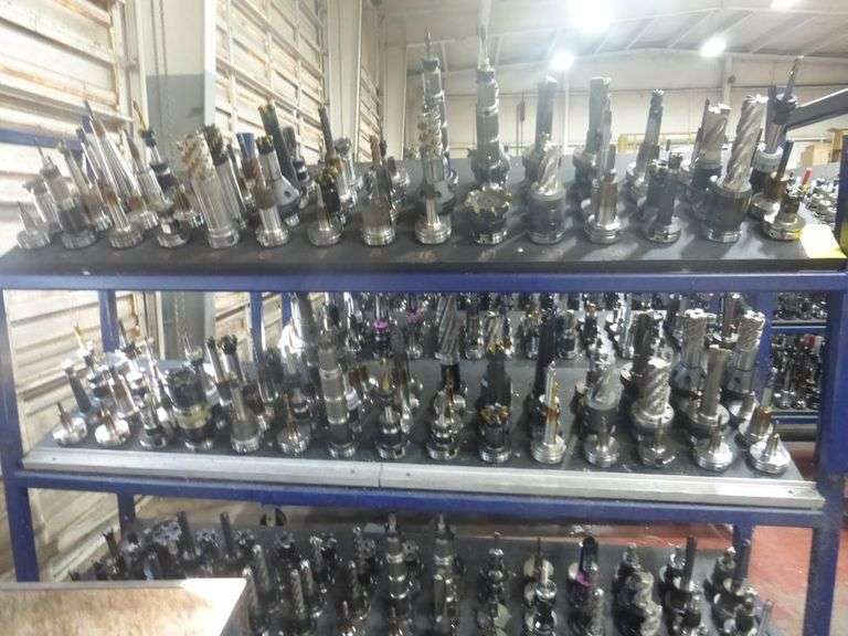 3-Shelf Rolling Tool Rack w/Assorted Cutting Tools and Tool Holders ...