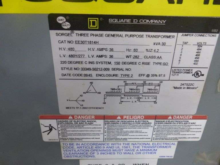 Square D Transformer - Yellow Tag Auctions
