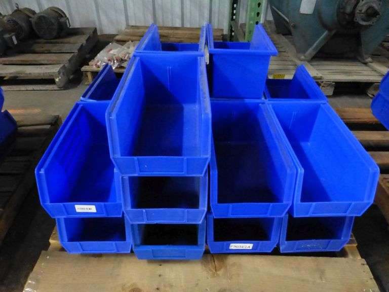 Lot of (19) Assorted Akro Bins Blue Plastic Stackable Bins - Yellow Tag ...