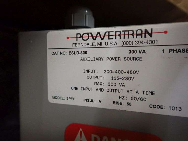 Powertran Transformer Auxiliary Power Source - Yellow Tag Auctions