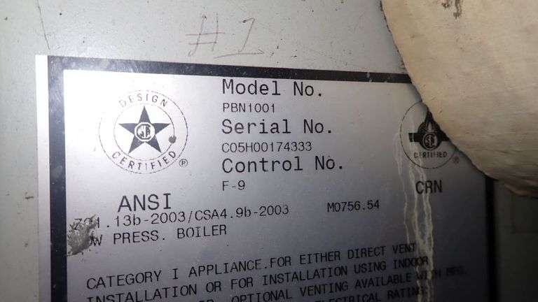 2005 Lochinvar Power-Fin 1,000,000 BTU Boiler - Yellow Tag Auctions