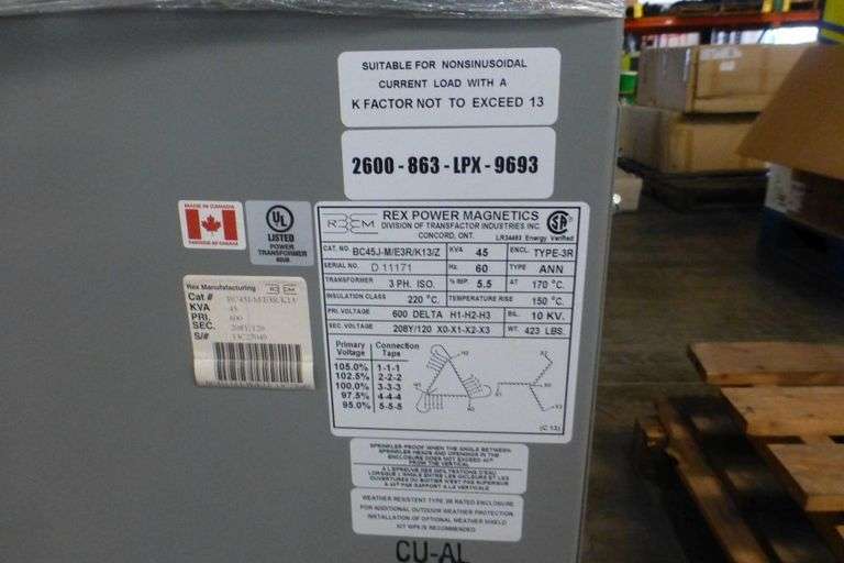 Rex Power Magnetics High Efficiency Transformer - Yellow Tag Auctions