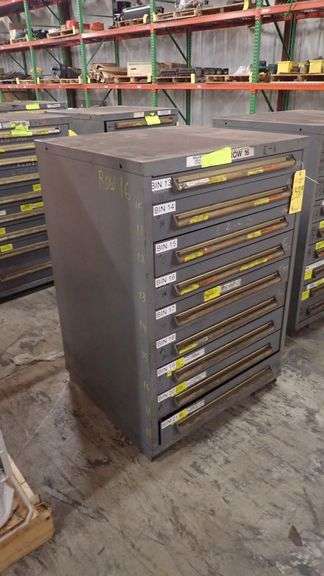 Equipto Cabinet w/ 9 Drawers and Components - Yellow Tag Auctions