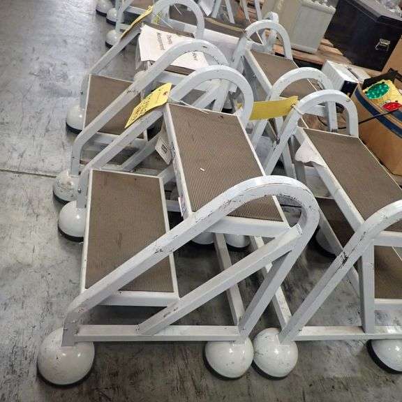 Lot of (5) Uline Step Stools with 2-Steps and Wheels - Yellow Tag Auctions